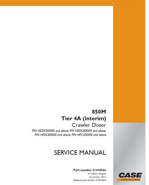 Case 850m Tier 4a Crawler Dozer Factory Service Repair Wiring Manual