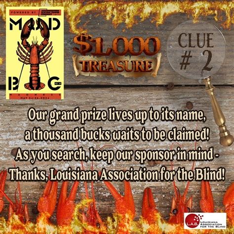 1000 Prize Awaits For The Finder Of The Mudbug Madness Treasure