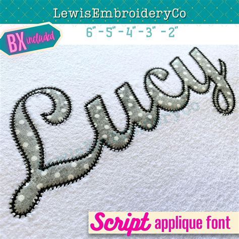 Script Applique Machine Embroidery Font With Bx Pdf Tutorial