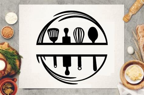 Kitchen Utensils Split Monogram Svg Graphic By Sathy95 · Creative Fabrica