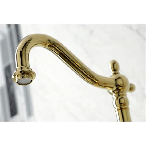 Kingston Brass Heritage Wall Mount Bridge Kitchen Faucet With Brass