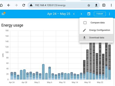 energy data download function won t span 2 months configuration