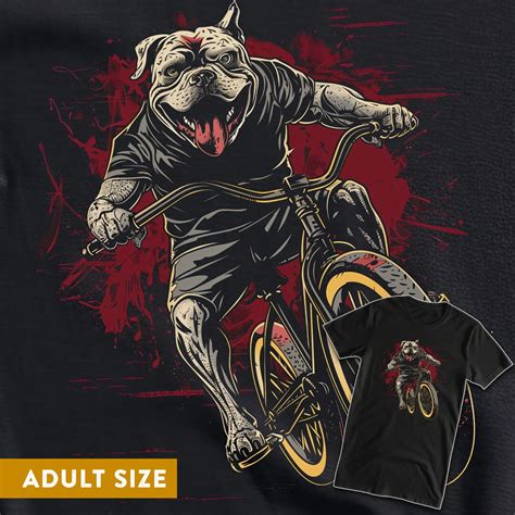 Ruff Rider Pit Bull On A Bicycle T Shirt Etsy