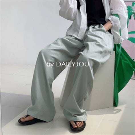 데일리쥬 Made 리테 코튼 밴딩 와이드 팬츠공용 4 Color 위시버킷