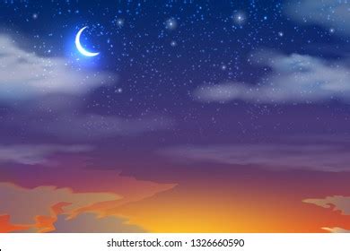 Orange Glow Sunset Blue Night Sky Stock Vector Royalty Free