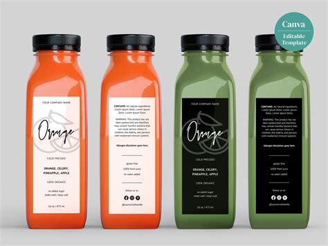 Printable Juice Label Template Fruit Icons Incl Smoothie Label