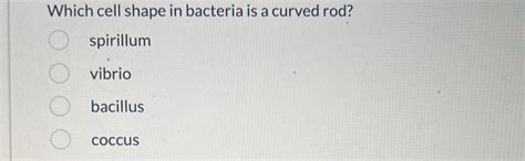 Solved Which Cell Shape In Bacteria Is A Curved