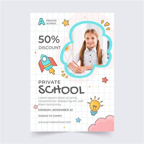 Free Vector Hand Drawn Private School Poster Template
