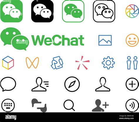 Wechat Set Of Mobile App Interface Icons And Logos Social Media