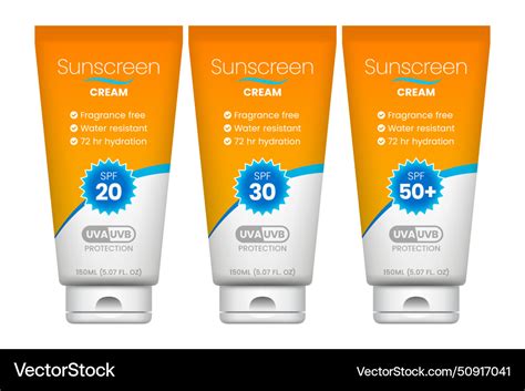Sunscreen Lotion Product Label Set Royalty Free Vector Image