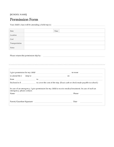 35 Permission Slip Templates And Field Trip Forms