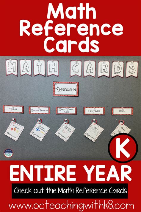Kindergarten Math Reference Cards Entire Year Concepts In Action