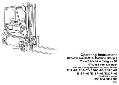 Linde Explosion Proof Electric Lift Truck 335 02 Series E14 E16 E16c