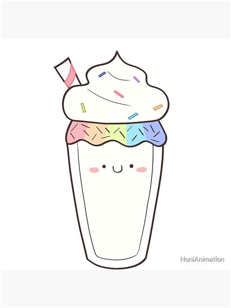 Rainbow Vanilla Kawaii Chibi Milkshake Poster By Nonianimation Redbubble