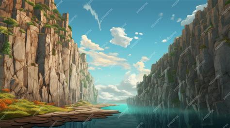 Dreamy Cliffside An Animated Hyperrealistic Fantasy Landscape Premium Ai Generated Image