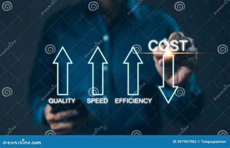 Cost Reduction Concept Increase Quality Speed Efficiency And Optimization For Products Or