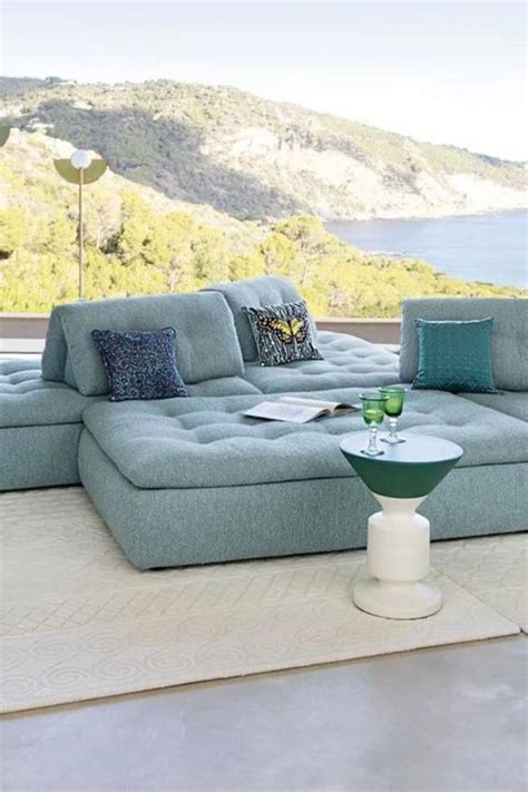 Modular Double Sided Sofa With Tufted Bench Seats