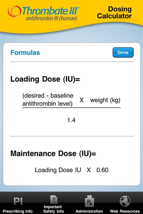 Thrombate Iii® Antithrombin Human Dosing Calculator By Imed Studios