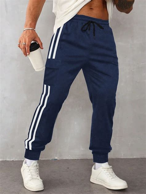 Manfinity Campus Court Aesthetic Post Men Striped Tape Side Flap