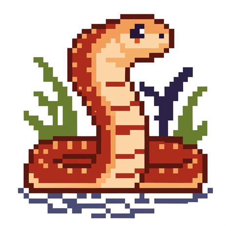 Pixel Art Snake With Vibrant Patterns Among Green Plants 66675261 Vector Art At Vecteezy
