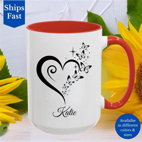 Personalized Heart Butterfly Coffee Mug Inspirational T For Her