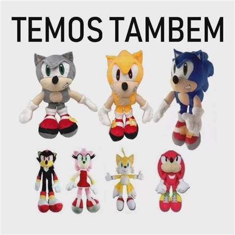 2 Bonecos Pelúcia Sonic E Tails 25cm Unisex Antialergico Musical Em