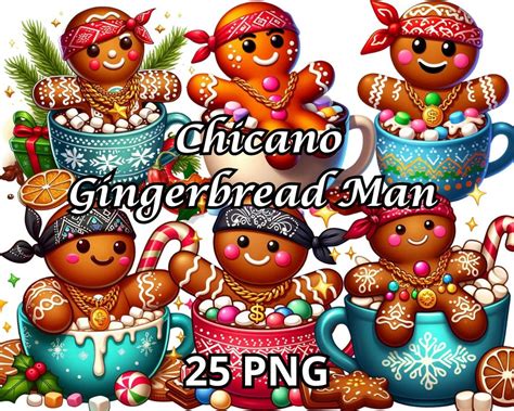 Chicano Gingerbread Man 25 Png Chicano Png Latino Png Gingerbread Man Png Feliz Navidad Png