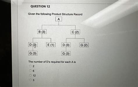 Solved Question 12given The Following Product Structure