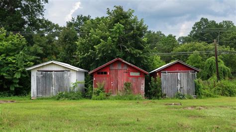 A Red Shack With A Sign That Says No Parking On It Premium Ai