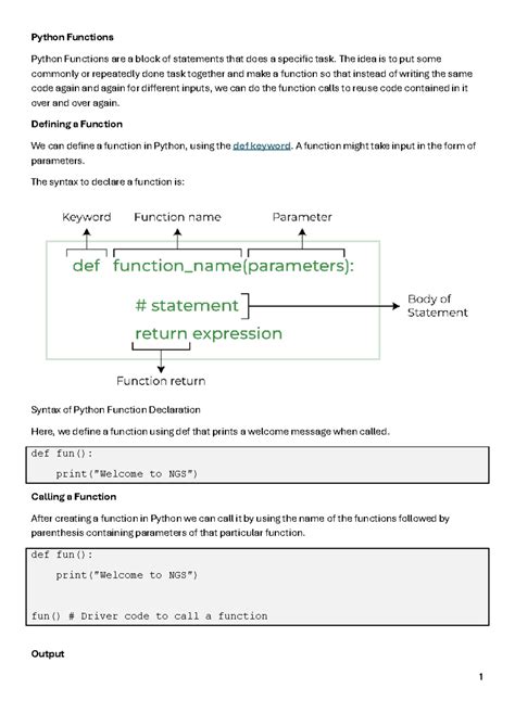Python Functions Understanding Definition Arguments And Usage Studocu