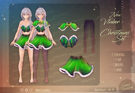 Vtuber Character Asset Set Christmas Set For Twitchyoutube Female Character Christmas Set Etsy
