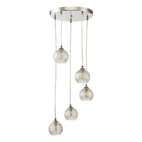 Dar Lighting Federico 5 Light Cluster Ceiling Pendant Light In Polished