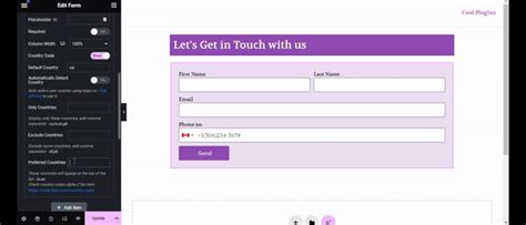 add country code dropdown to tel field in elementor forms