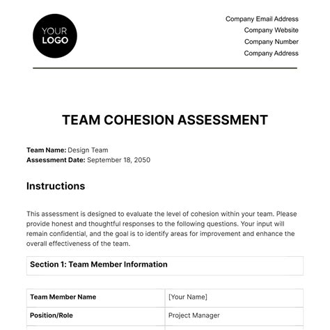 Free Team Cohesion Assessment Hr Template To Edit Online