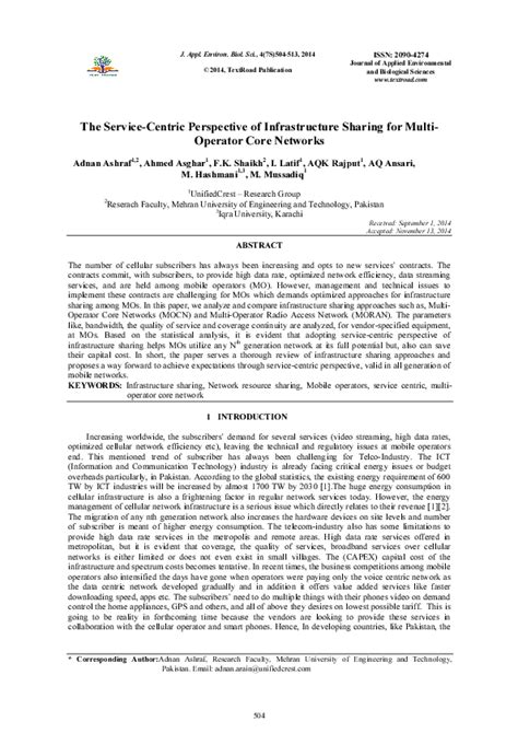 Pdf The Service Centric Perspective Of Infrastructure Sharing For