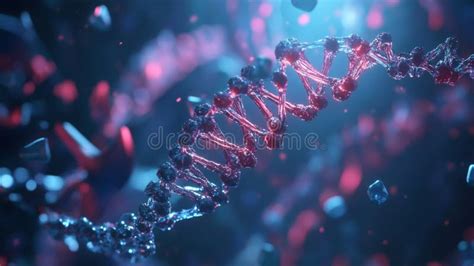 Futuristic Dna Strand With Crispr Enzyme Cutting In Lab Environment Stock Illustration