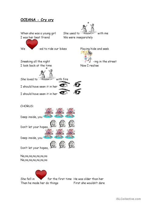 Cry Cry By Oceana Song And Nursery R English Esl Worksheets Pdf And Doc