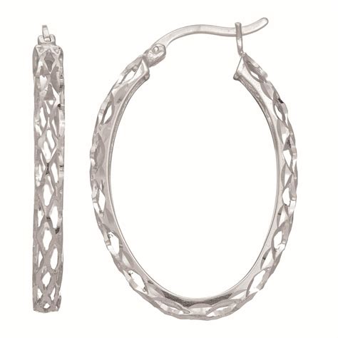 Sterling Silver Polished And Diamond Cut Oval Hoop Earrings 314 Hsn