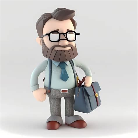 Tiny Happy Male Teacher Generative Ai Stock Illustration