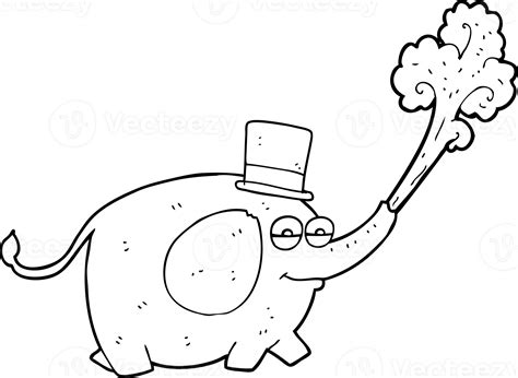 Black And White Cartoon Elephant Squirting Water 36363989 Png