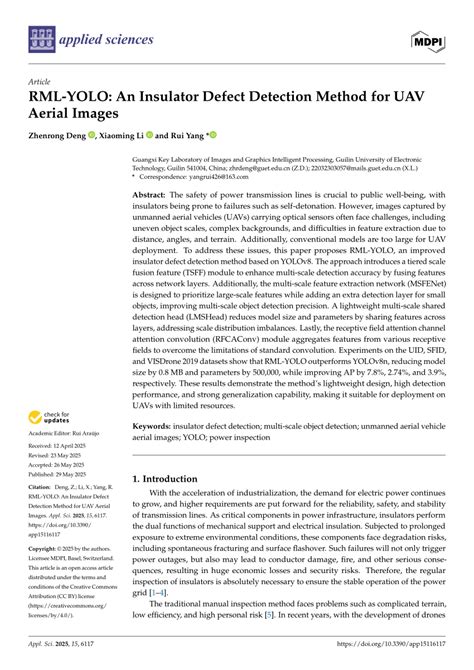 Pdf Rml Yolo An Insulator Defect Detection Method For Uav Aerial Images