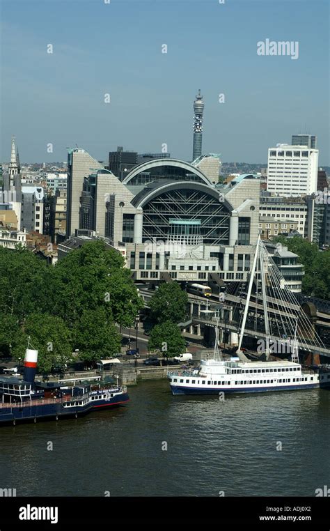 Hungerford Bridge Post Office Tower River Thames London England From A