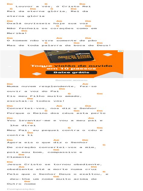 Louvor A Vós Ó Cristo Rei Junor Cifra Club Pdf