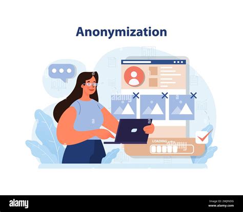 Anonymization Concept A Focused Woman Works On Her Laptop Using