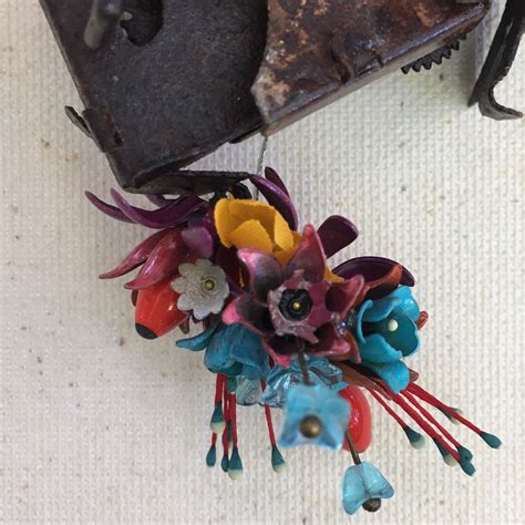 Found Object Assemblage Art Flower Factory Original Hanging Etsy