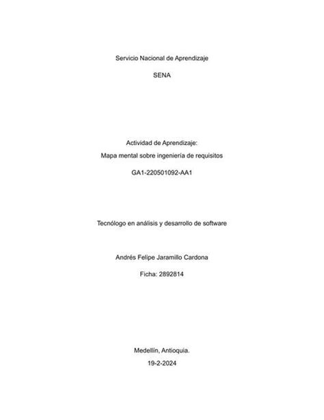 Mapa Mental Sobre Ingeniería De Requisitos Andres Felipe Udocz