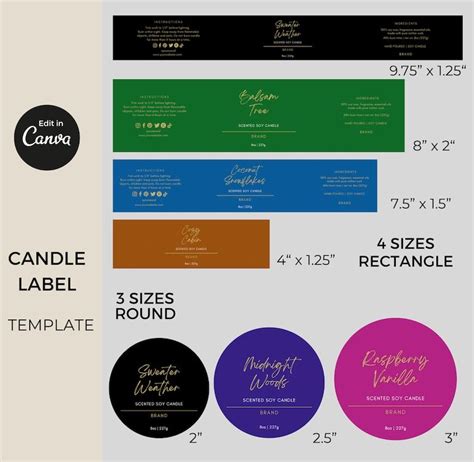 Editable Candle Tin Labels Template Canva Modern Candle Label Stickers