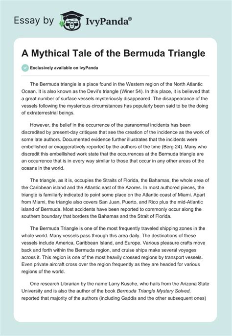 A Mythical Tale Of The Bermuda Triangle 1093 Words Essay Example