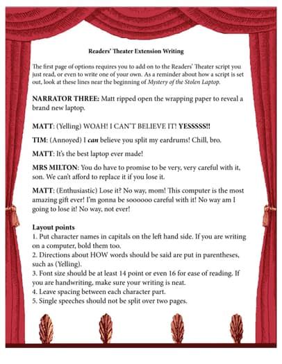 Free Readers Theater Creative Writing Assignments Script Writing