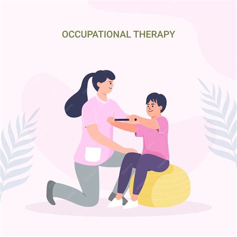 Ilustración De Terapia Ocupacional De Diseño Plano Dibujado A Mano